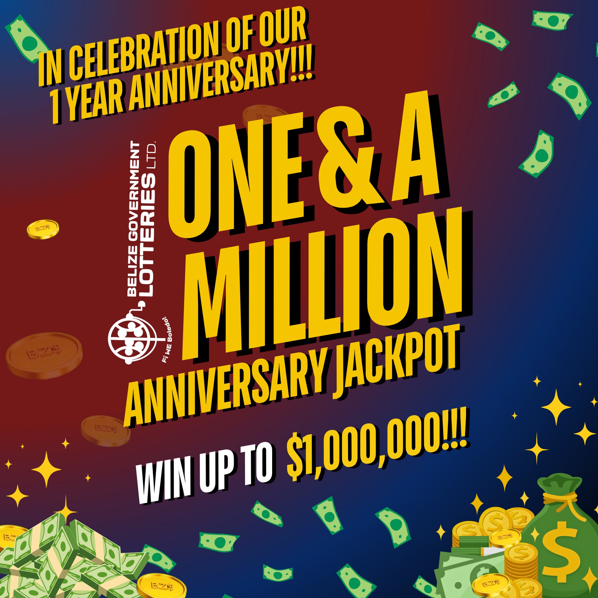 Belize Government Lotteries announces $1 million anniversary jackpot raffle