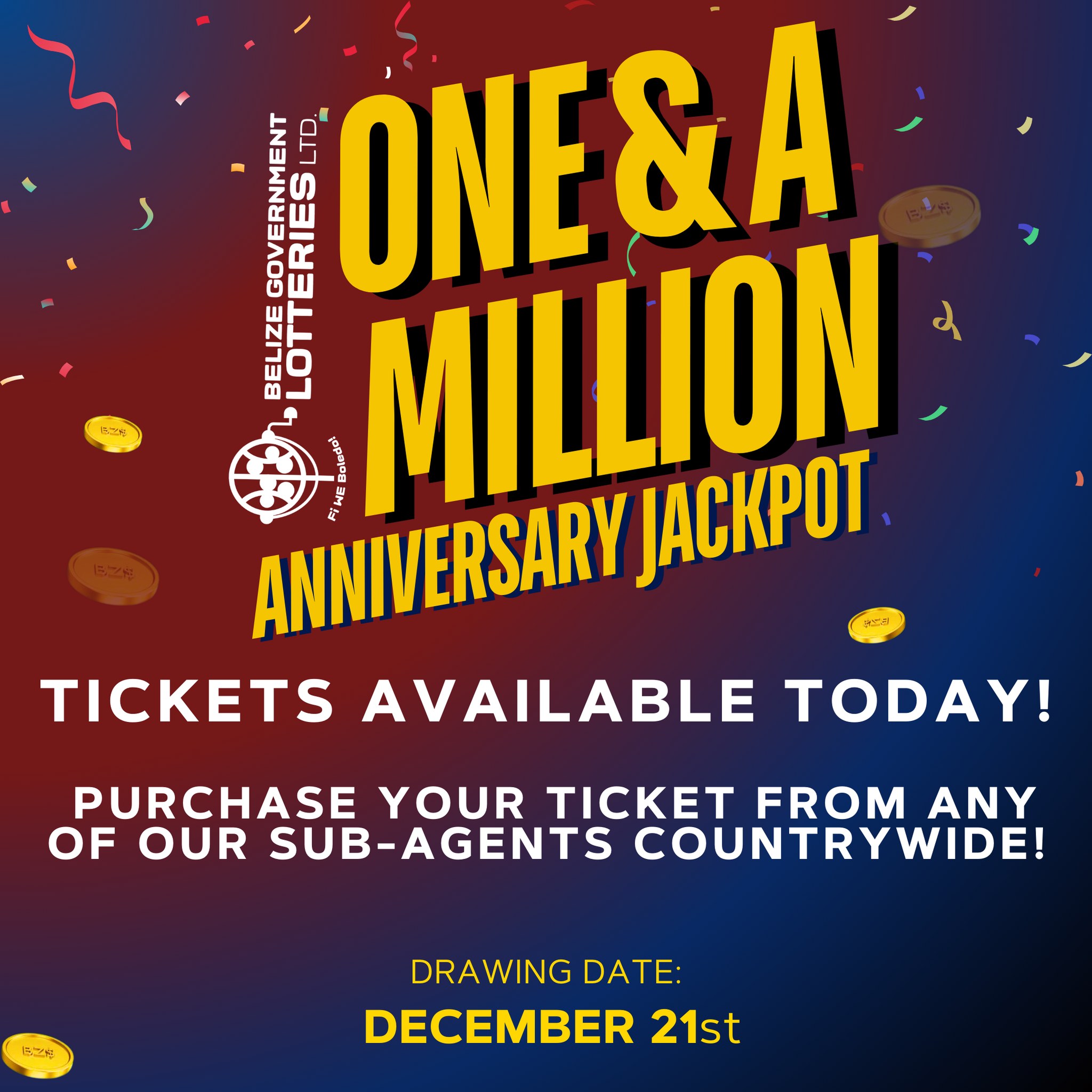 Don’t miss out: The 'One & A Million Jackpot' draws on December 21!